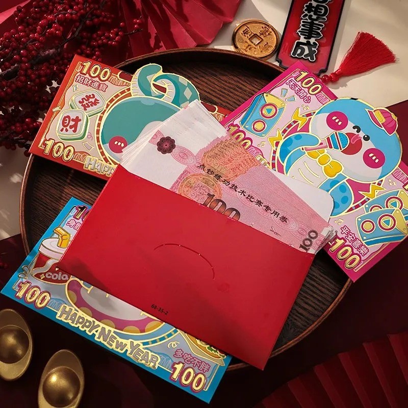 Red Packet AngPau Snake Year 2025 Chinese New Year 新年蛇年耳朵卡通精美立体烫金红包袋 ...