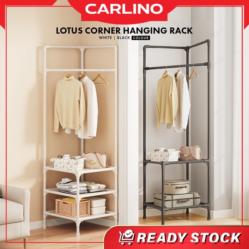 CARLINO Lotus Storage Rack Corner Coat Rack Drying Rack / Rak Sudut Rak ...