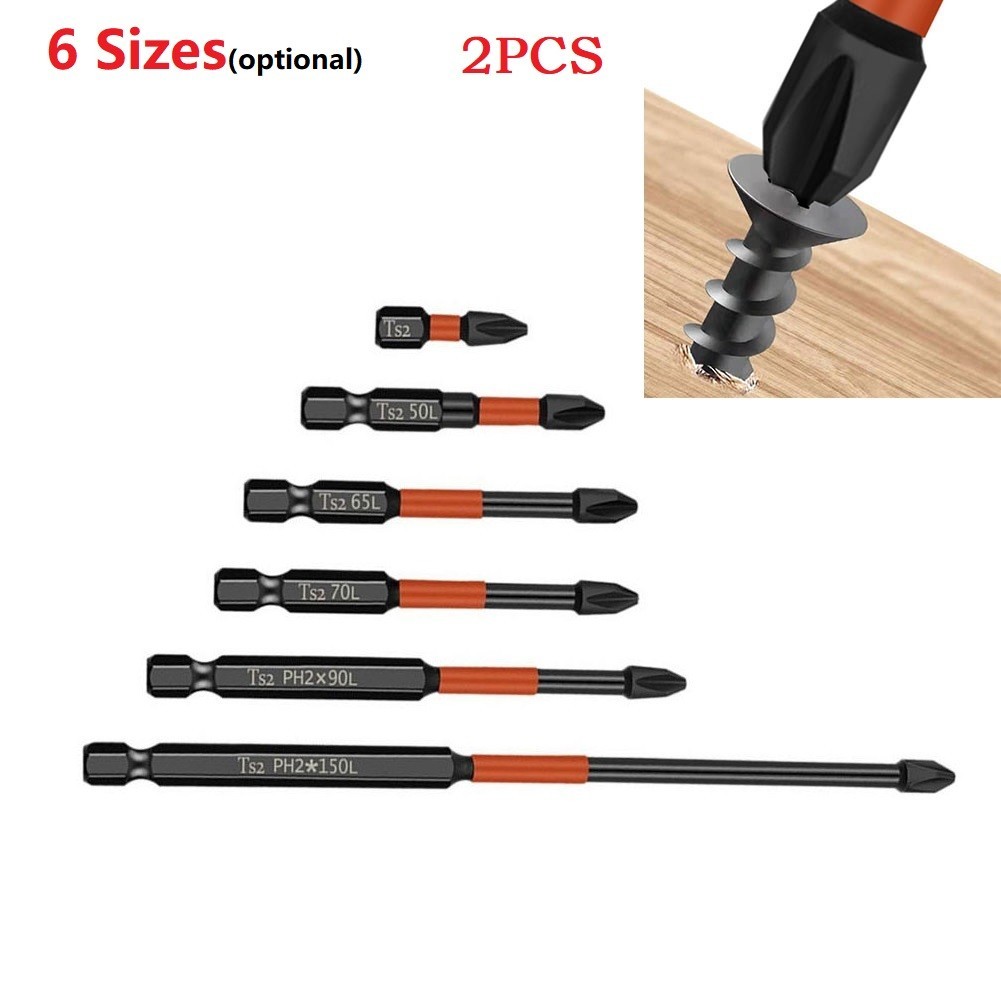 YAFEXHM 】2PCS PH2 Magnetic Batch Head Cross Screwdriver Hardness Drill ...