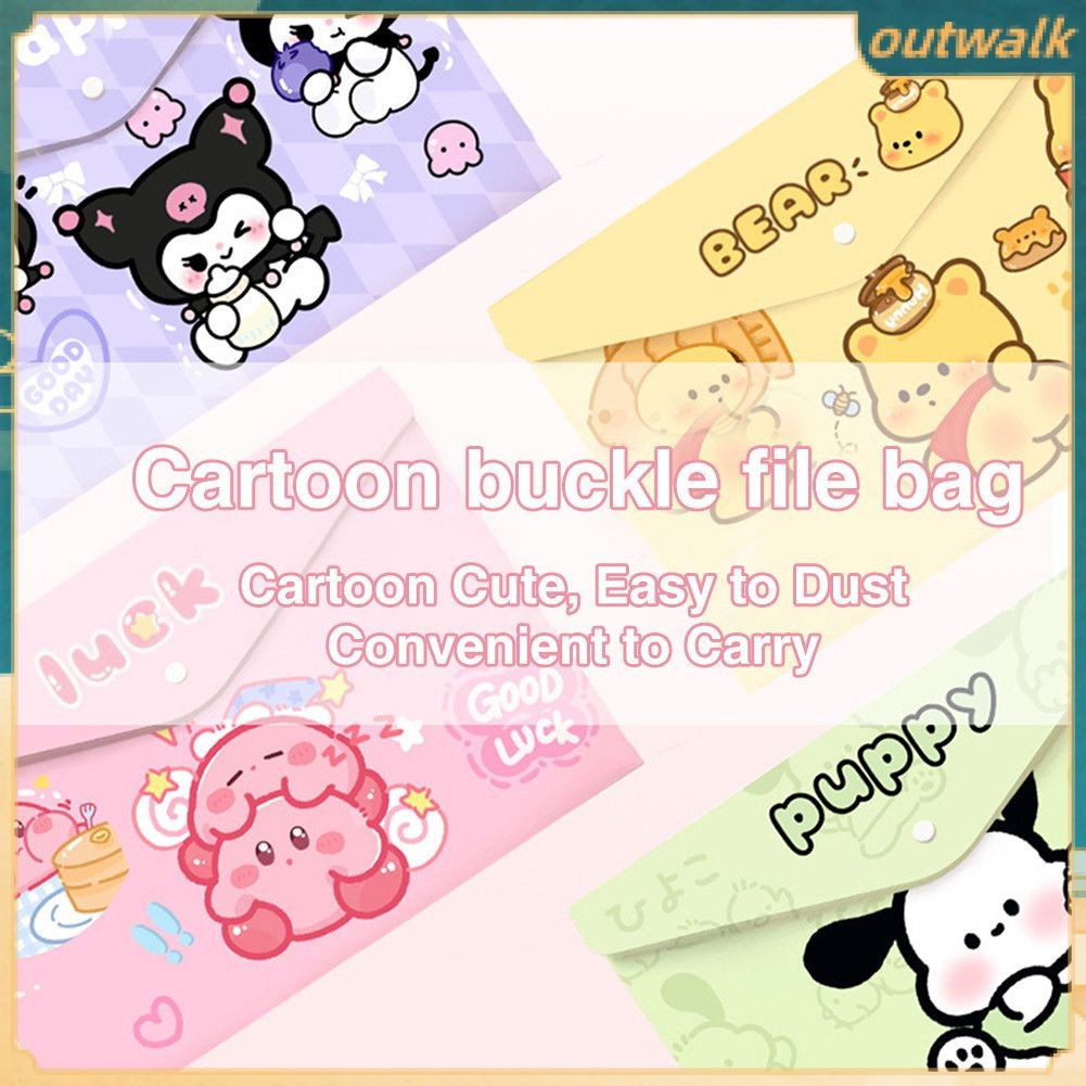 ⚡FAST SHIPPING⚡⚡ Sanrio Cute Hello Kitty File Bag Transparent A4 Button ...