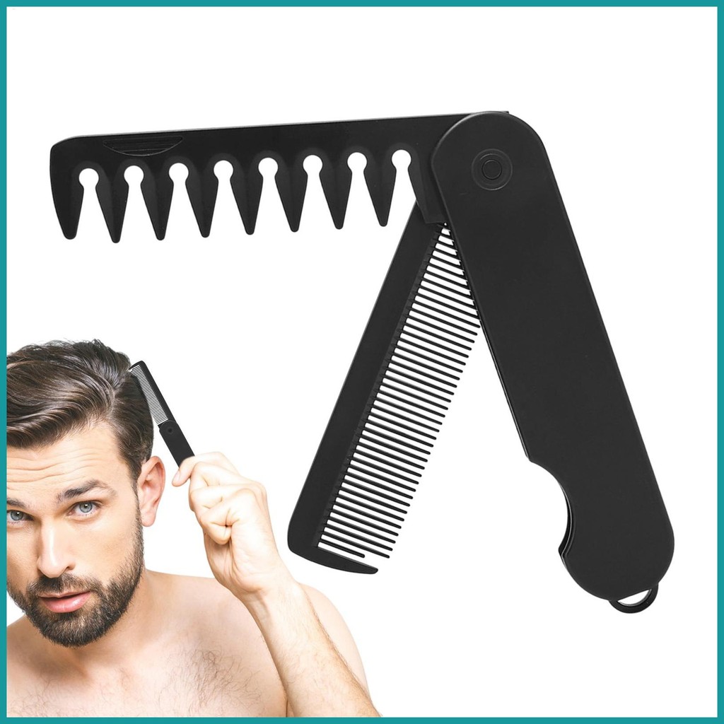 Foldable Hair Comb 2 in 1 Mustache Combs Portable Fine Tooth Comb ...