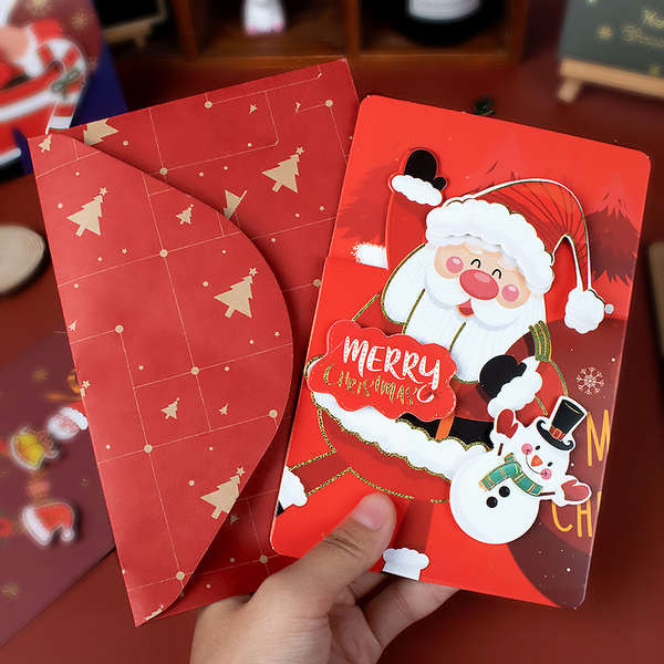 christmas card Kad ucapan lipatan Krismas Inggeris retro niche rasa ...