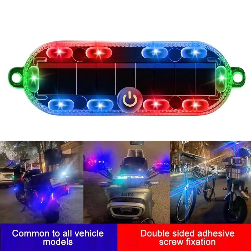 Solar Powered Motorcycle Warning Lights, Automatic Start Stop Solar LED ...