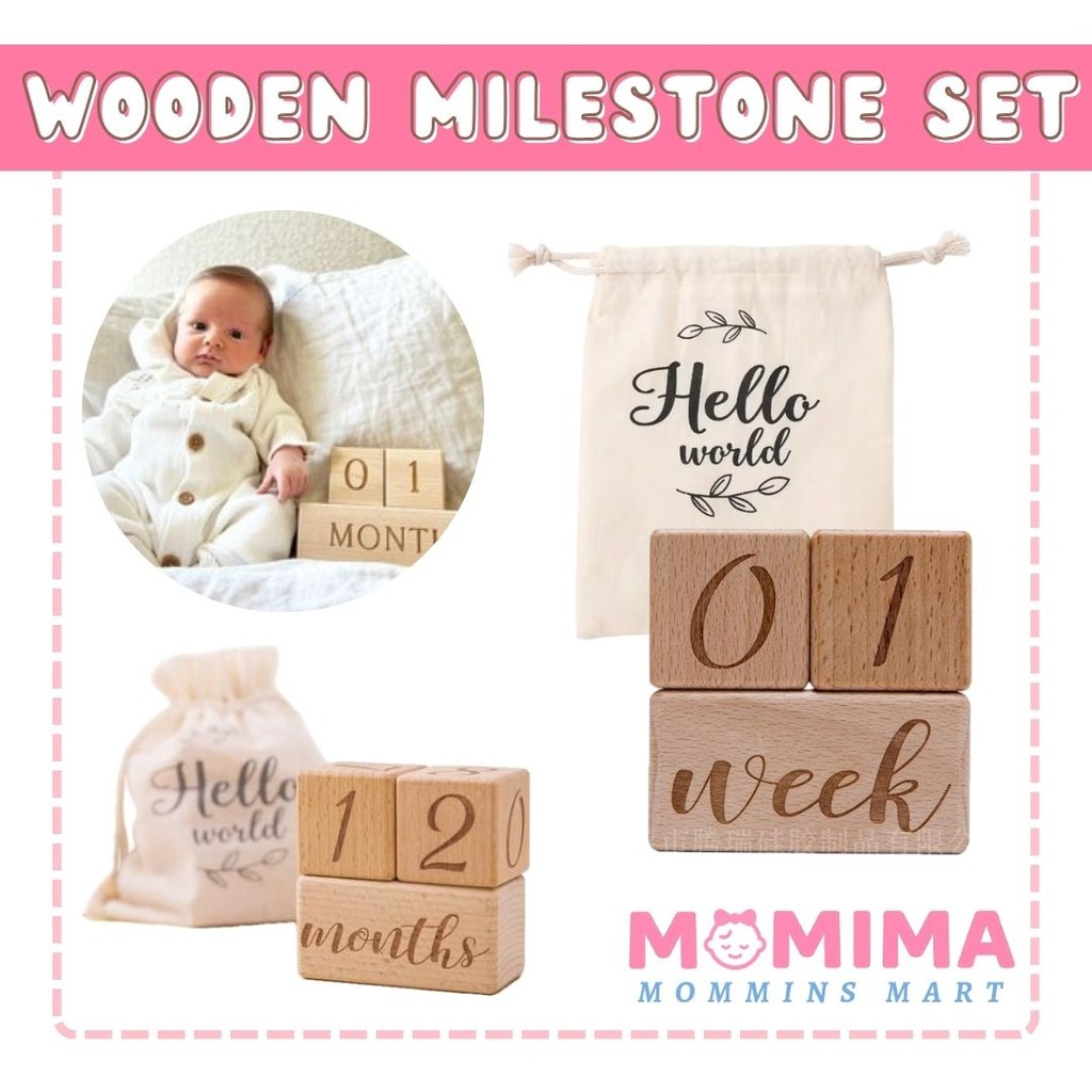 🇲🇾𝐑𝐄𝐀𝐃𝐘 𝐒𝐓𝐎𝐂𝐊🇲🇾 Wooden cube baby milestone newborn full moon photo ...