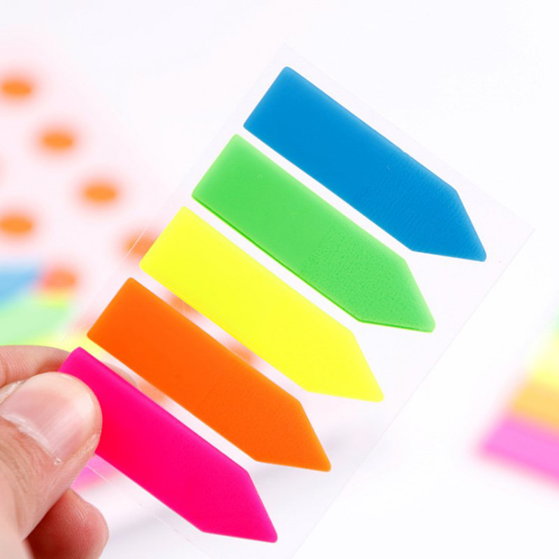 20 Sheets Arrow Shape Fluorescent Paper Self Adhesive Memo Pad Sticky ...