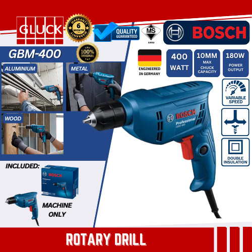 GBM400 BOSCH MACHINE Drill GBM 400 (400W) MESIN DRILL DINDING KAYU BESI ...