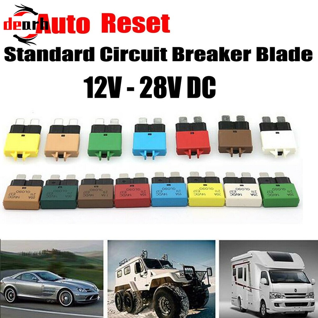 1PCS Circuit Breaker Blade Fuse 12V 24V Resettable 5-30A Marine ...