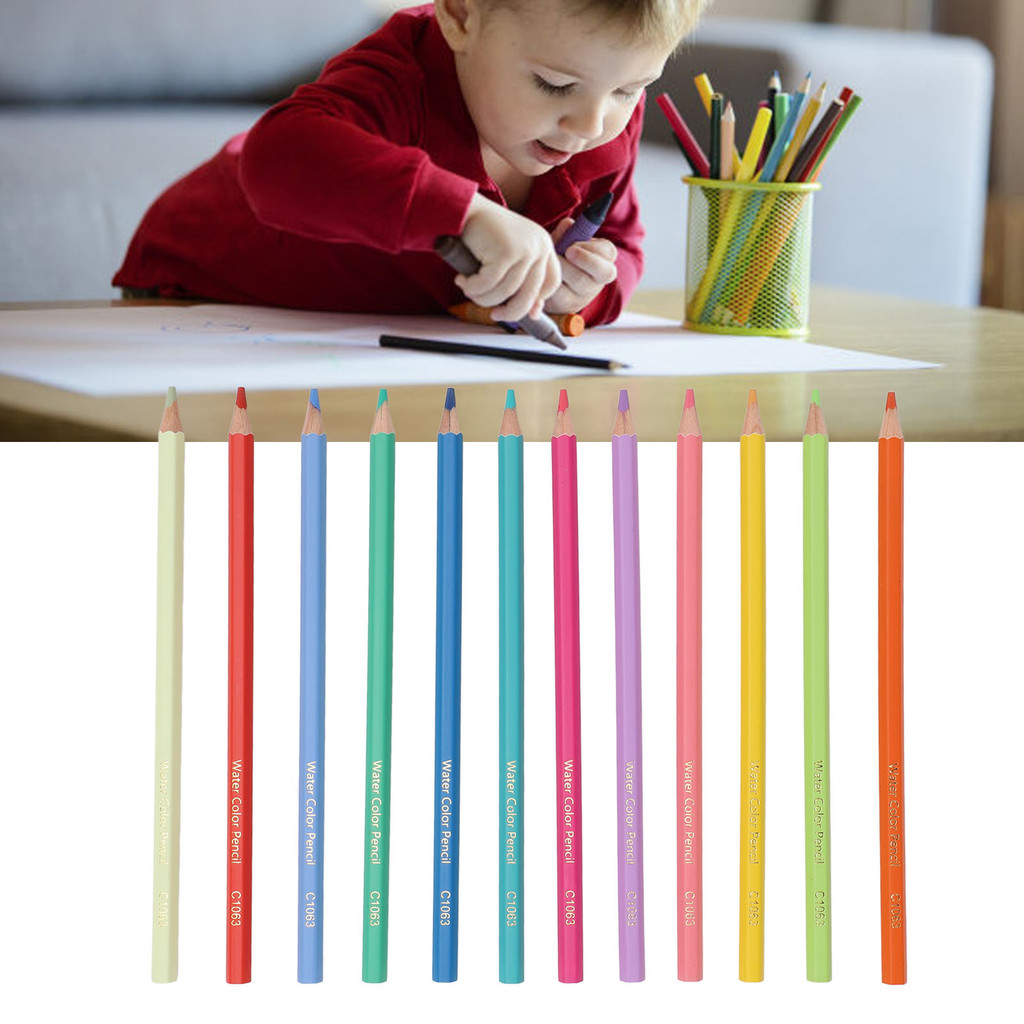 [kats] 12 Color Pencil Set Hex Anti Slip Wooden Handle Vibrant Vivid ...