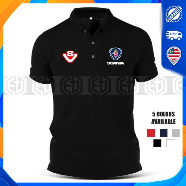 Baju Sulam V8 SCANIA Logo Trucks Lorry Driver Cotton Polo T Shirt T ...