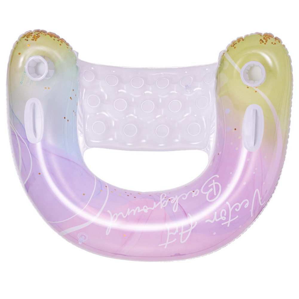 [Fricese.my] Glitter Sequin Inflatable Pool Float with Cup Holders Pool ...