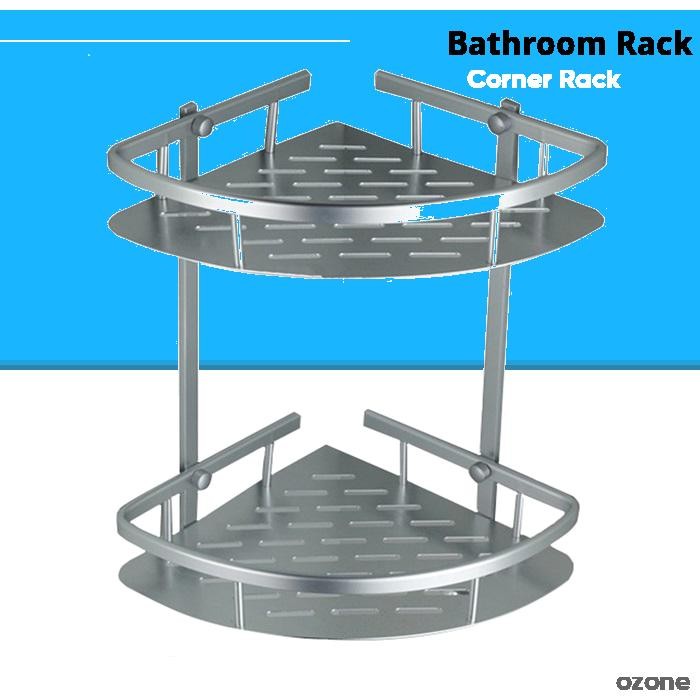 Corner Shampoo Rack Aluminium Bathroom Storage Rack 2 Tier | Shopee ...