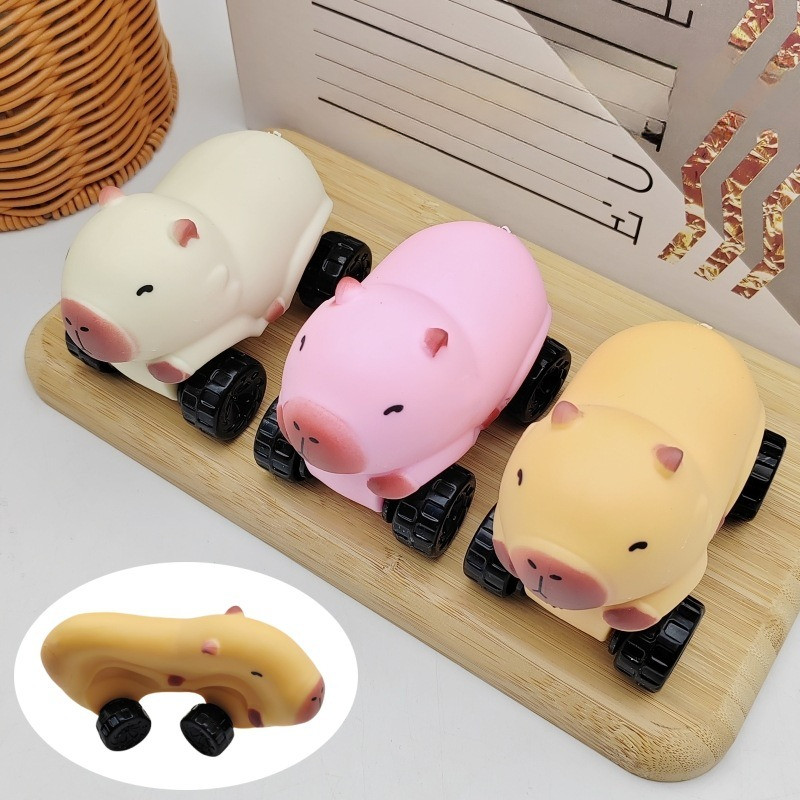Creative Decompression Capybara Pulling Car with Wheel Sand Gliding ...