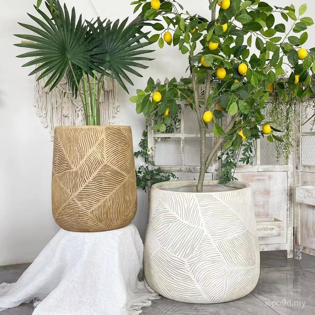 Master pasu bunga tanah liat magnesium gaya Nordik merancang ruang tamu ...