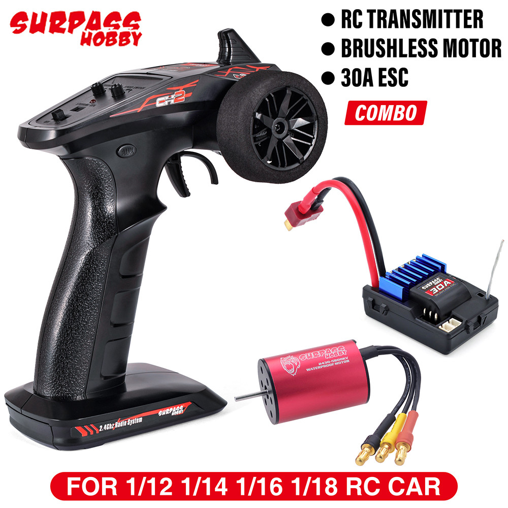 SURPASS HOBBY RC Transmitter w/Receiver Motor ESC Comb Set 2.4G Remote ...