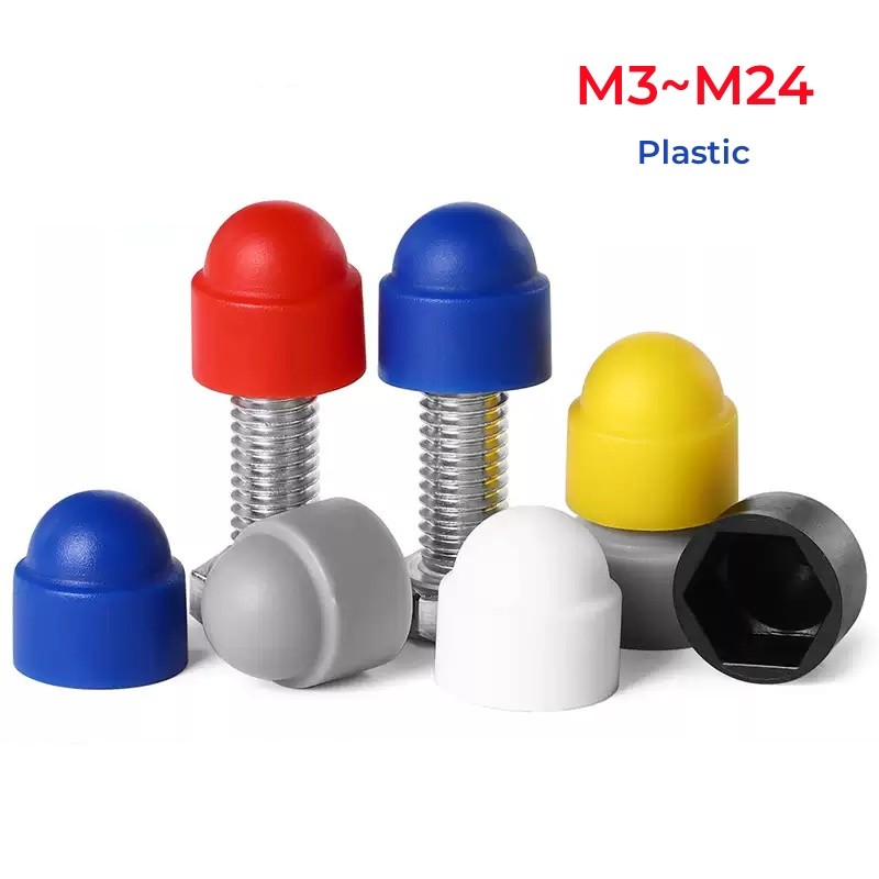 PE Plastic Hexagon Caps For Bolt Protect Nut M3~M24 Waterproof Dust ...