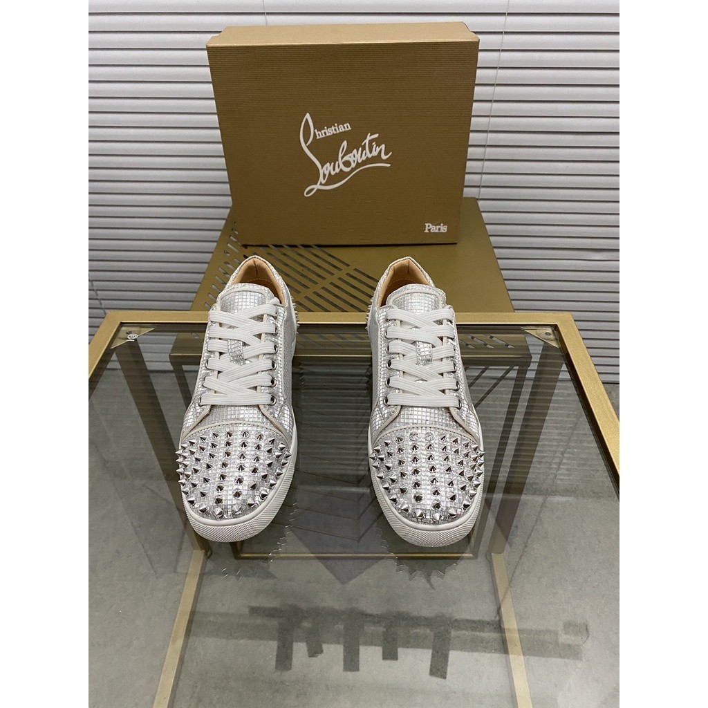 Kasut lelaki CCLTN silver w front back silver spikes luxury sneakers ...