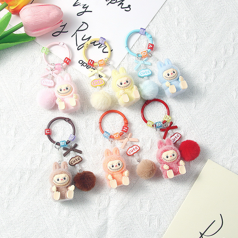 Have A Seat Labubu Small Keychain Charm Plush Mini Labubu Pendant for ...