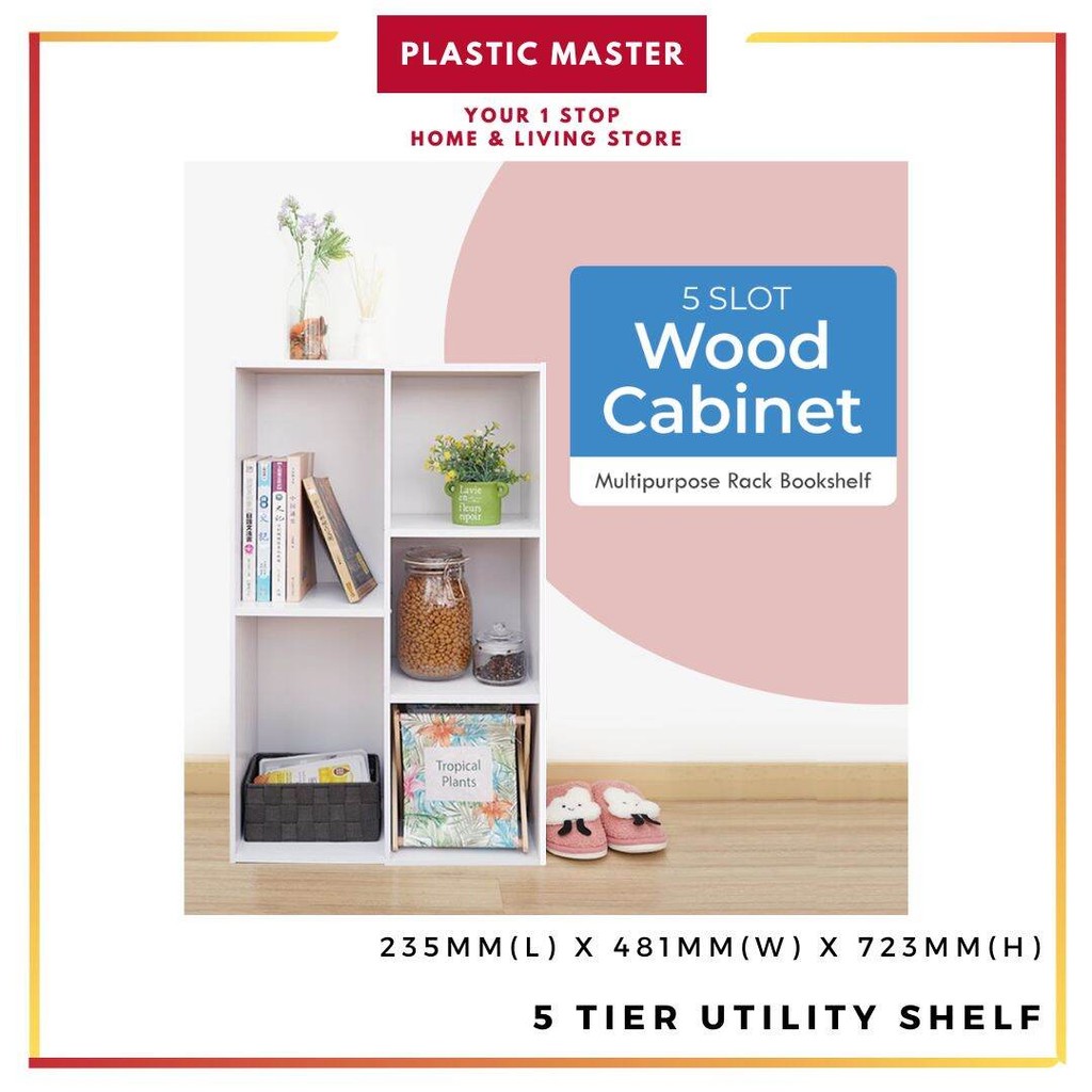 MYMultipurpose Wooden Rack 5 Compartment Wooden Book Rack Book Shelf 5 ...