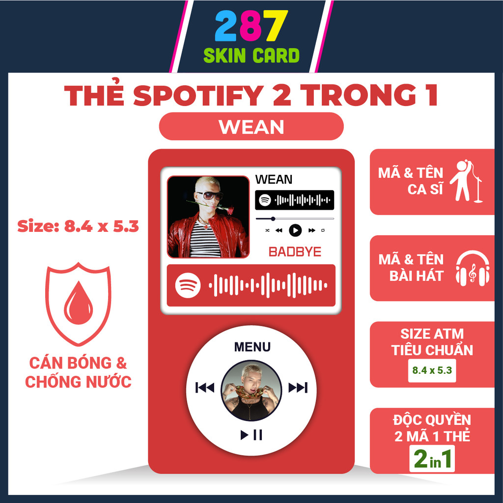 [Free Wrap] Spotify WEAN 2-in-1 Rounded Corner Card with Double-sided Plastic Handle as a Gift ...