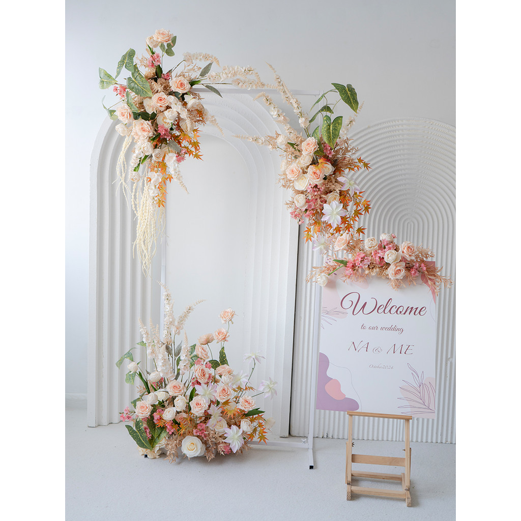 Hiasan Perkahwinan Champagne Set Bunga Tiruan Peringkat Papan KT ...