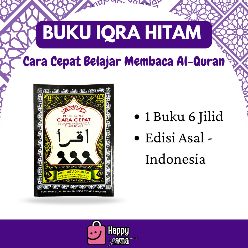 Iqra Hitam Cara Cepat Belajar Membaca Quran 1 6 Edisi Asal Indonesia ...