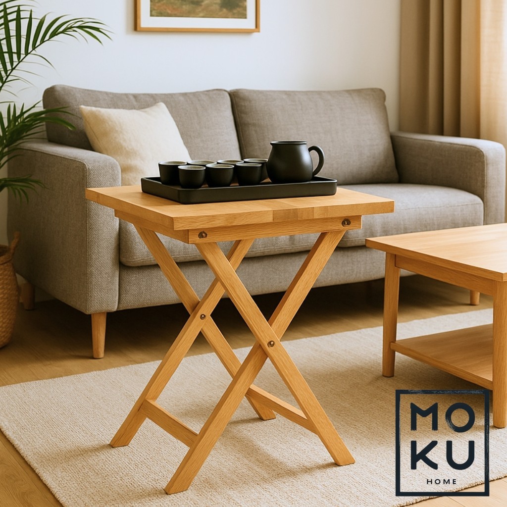 Moku Home HIKARI Solid Wood Folding Side Table-Natural | Shopee Malaysia