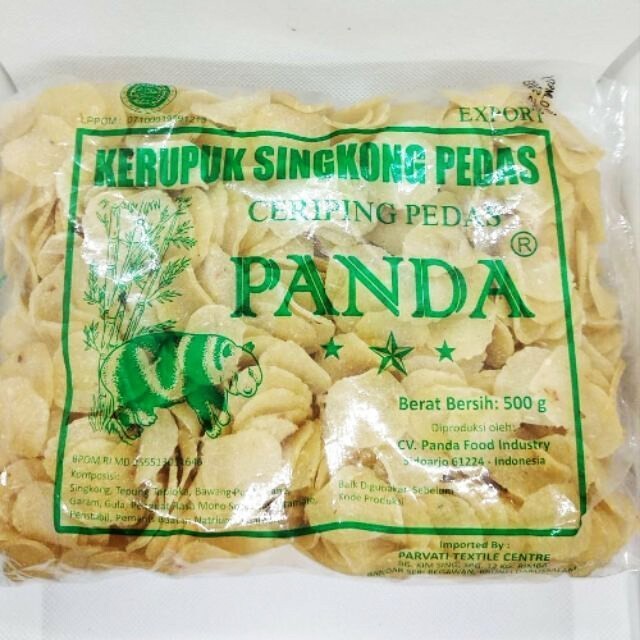 KERUPUK SINGKONG PEDAS/KERUPUK UBI KAYU MERK PANDA DUO/100%original ...