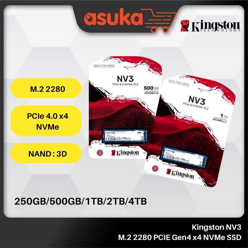 Kingston NV3 250GB/500GB/1TB/2TB/4TB M.2 2280 PCIE Gen4 x4 NVMe SSD | Shopee Malaysia