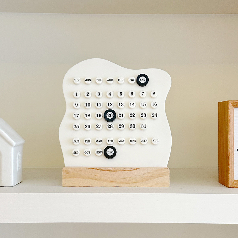 [Mang] 1pc Wood Perpetual Calendar Montessori Calendar Cute Desk ...