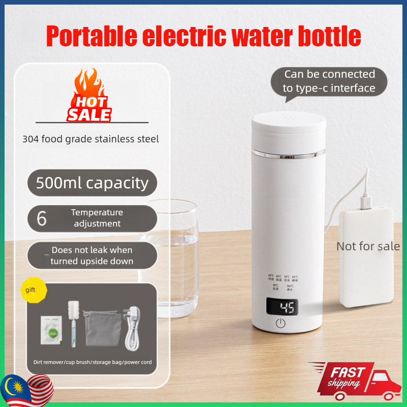 500ML Mini Tumbler Smart Heating Kettle Portable Quick Boiling Bottle ...