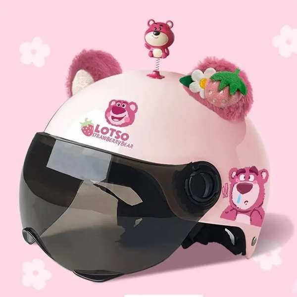 helmet budak 3C Certified Electric Car Strawberry Bear Helmet Girl ...