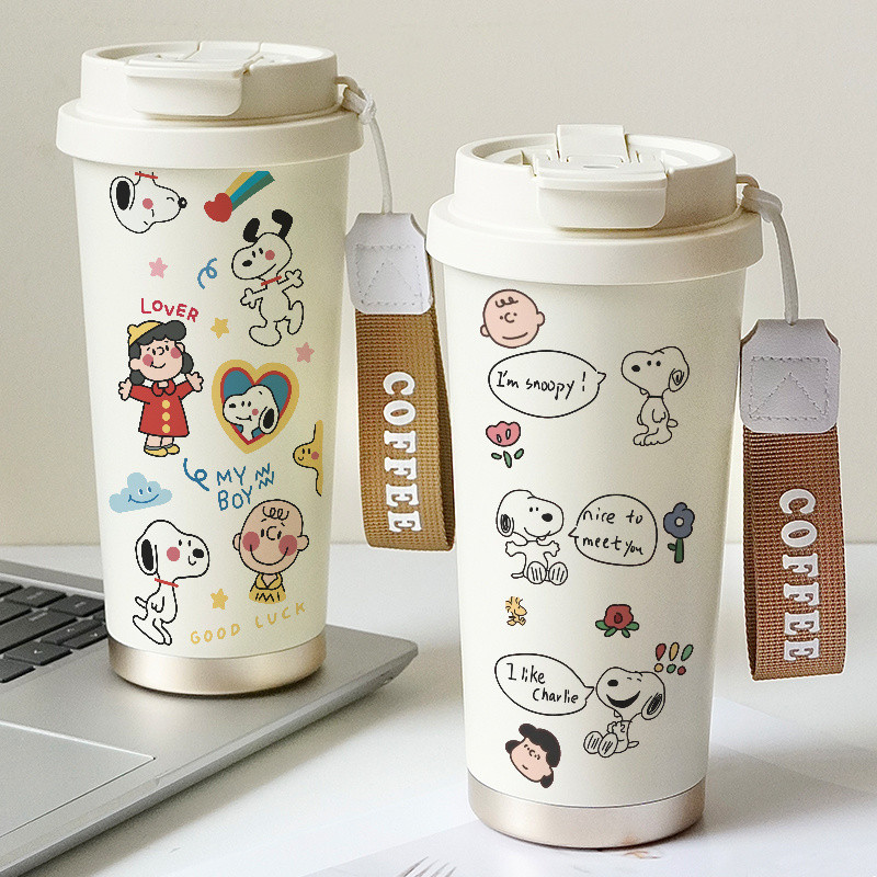 Snoopy 316 Stainless Steel Insulated Coffee Cup, cute cartoon large capacity, for students ...