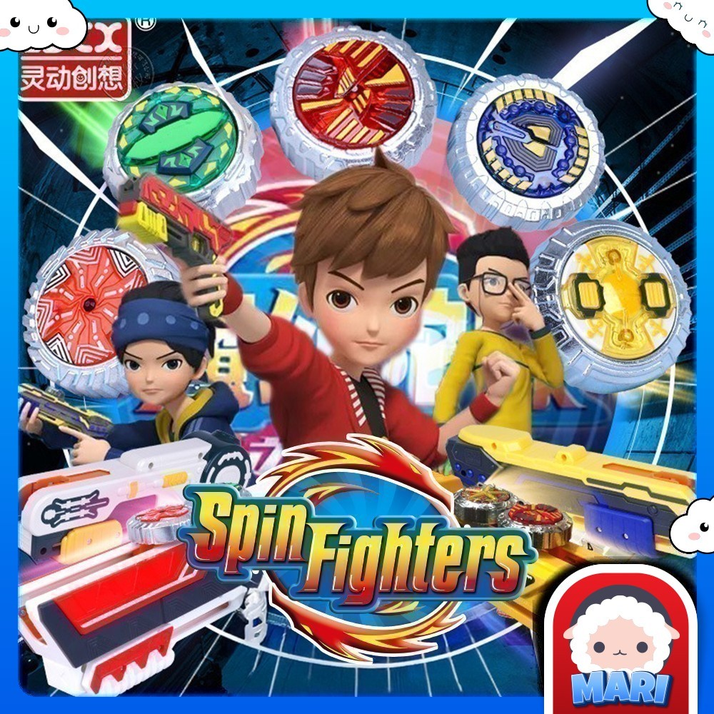 Spin Fighters Cartoon Series Top Shooting Blaster Toy Sky Flame Fire ...