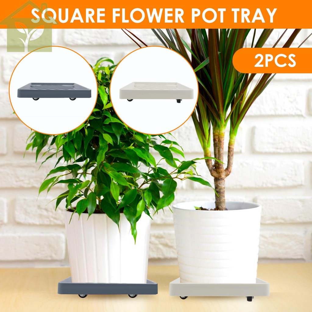 2Pcs Planter Caddy with Wheels Square Rolling Planter Stand 360 ...