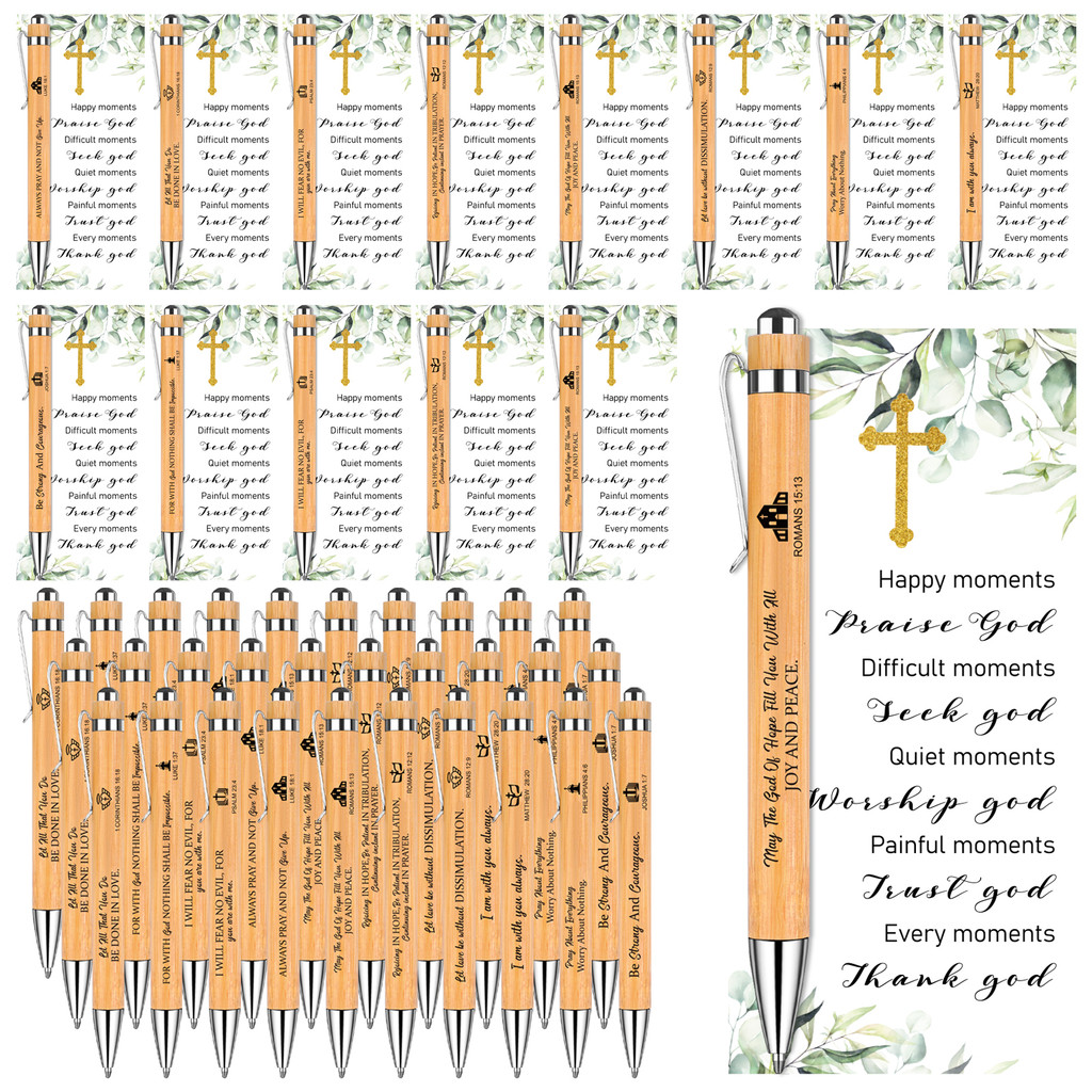 QwQ 30 Sets Christian Bible Verse Pens Gifts Bulk Religious Retractable ...