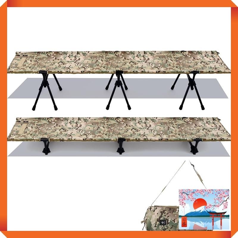 VENTLAX 2WAY Tactical Cot 1000D Lightweight 3kg Silent design High/Low switchable (Green Camo ...