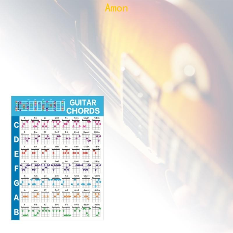 Amon Guitar Chord Chart Reference Poster Beginners Guitar Chords ...