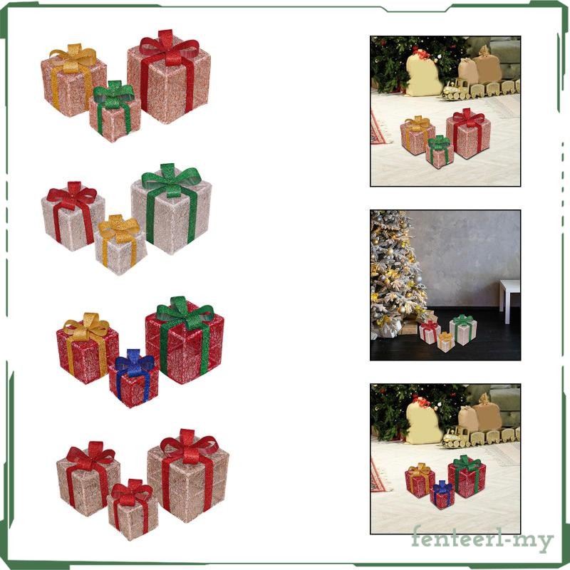 [Fenteer1efMY] 3x Christmas Lighted Gift Boxes Light up Gift Boxes ...
