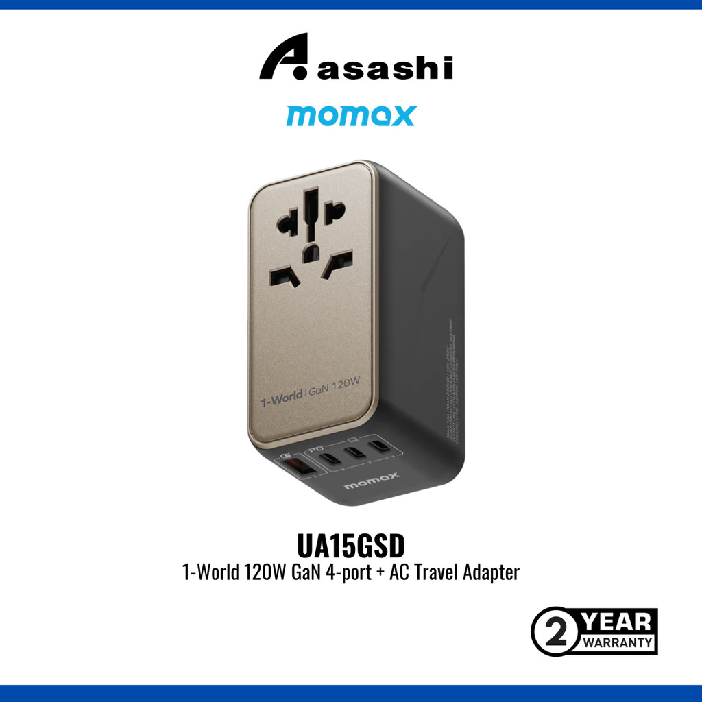Momax 1-World 120W GaN 4-port + AC travel adapter UA15GSD (100W USB-C ...