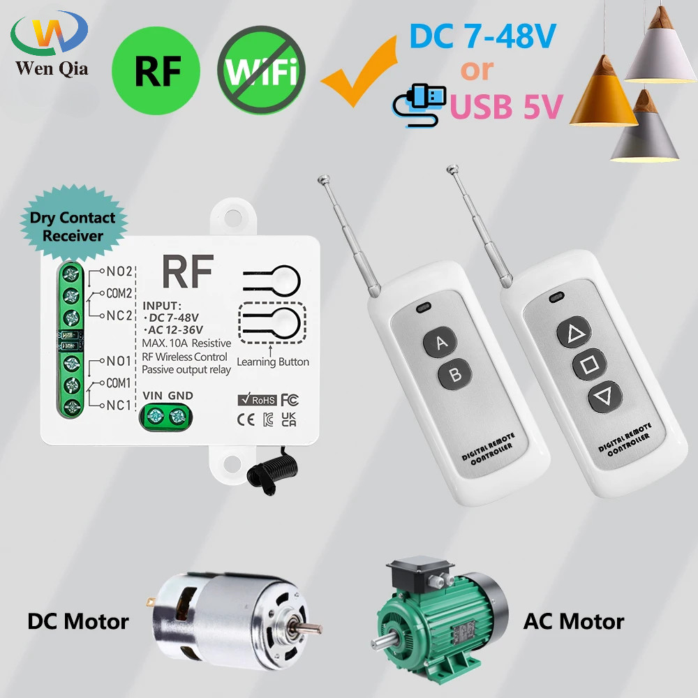 RF433MHz Remote Control Transmit 500m DC 12V 24V AC 12V 24V 32V 10A 2CH ...