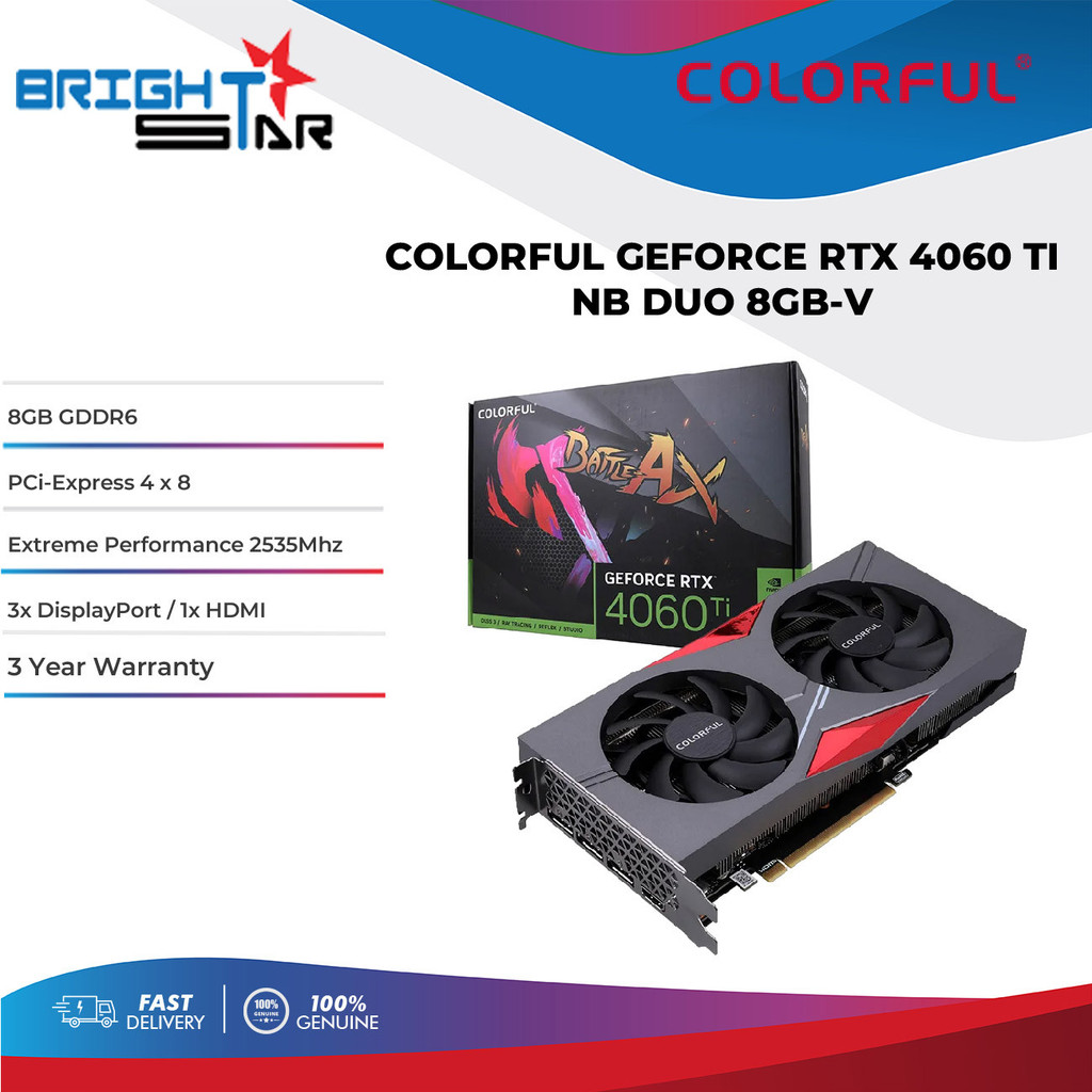 COLORFUL GeForce GeForce RTX 4060 Ti NB DUO 8GB-V GDDR6 | Shopee Malaysia