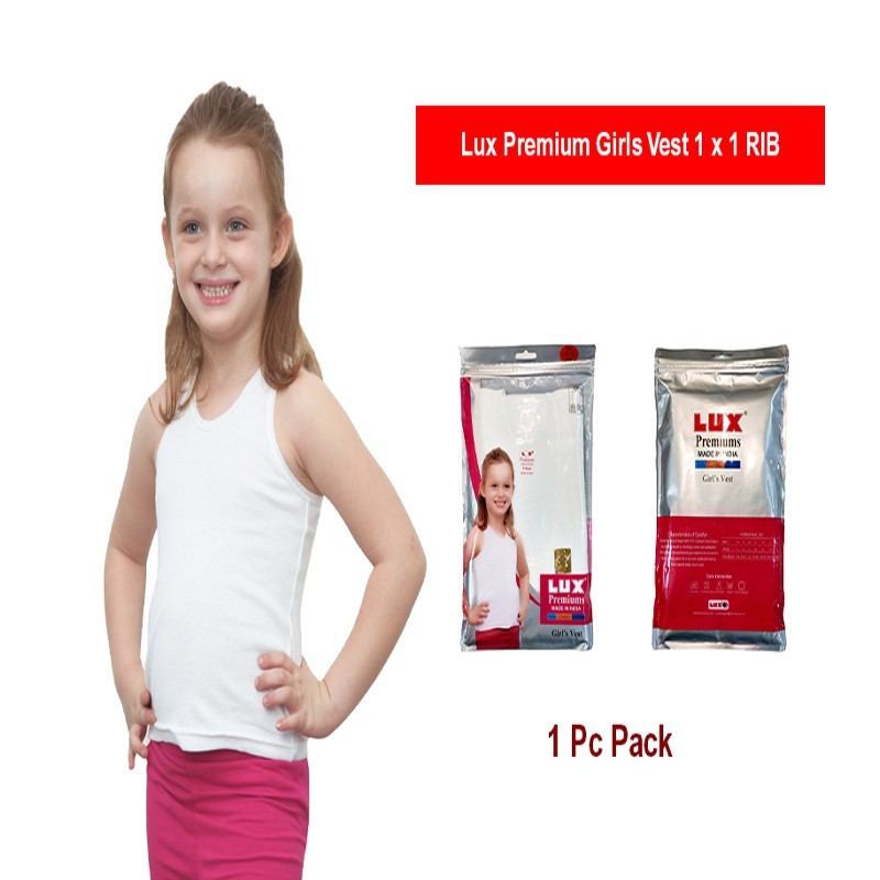 GIRLS INNERWEAR LUX PREMIUM GIRLS VEST 1 x 1 RIB 1 PC PACK ( READY ...