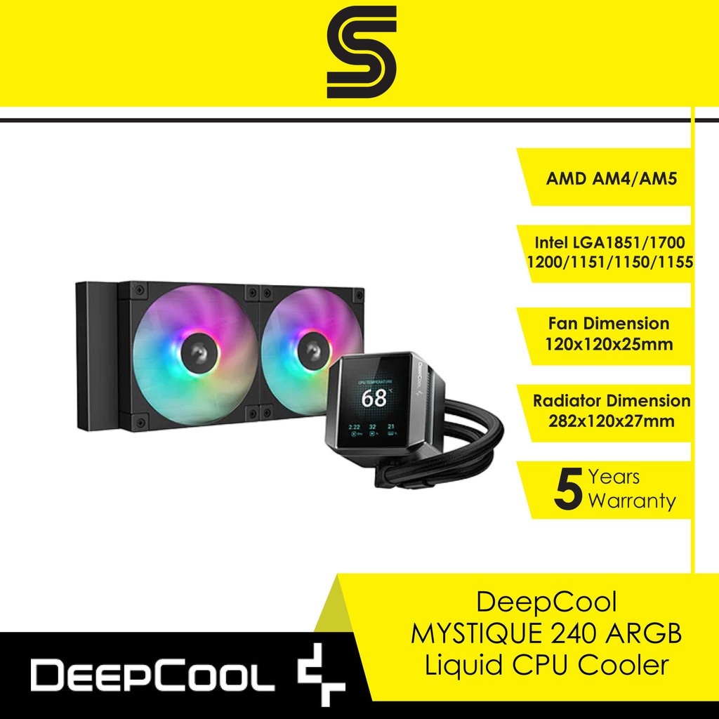 DEEPCOOL MYSTIQUE 240 ARGB Liquid CPU Cooler | Shopee Malaysia
