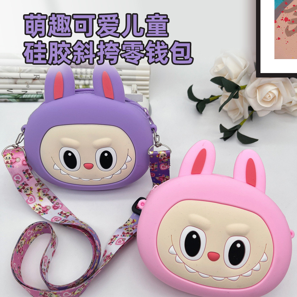 Cartoon Labubu Bag Children's Silicone Coin Purse Cute Labubu Messenger ...