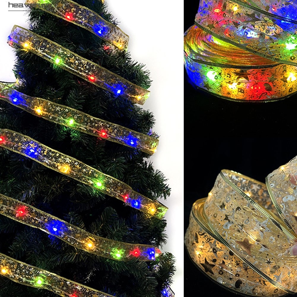 [Christmas decorations] LED Gold Ribbon Lights Christmas Tree ...