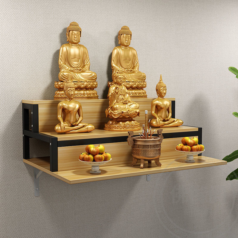 Buddhist Niche Worship Table Wall-Mounted God of Wealth Worship Table ...