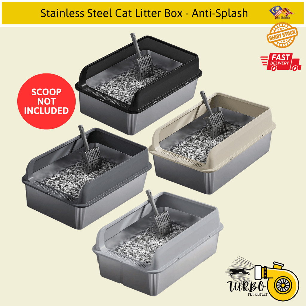 Stainless Steel Anti Splash Cat Litter Box / Tandas Kucing / Bekas ...