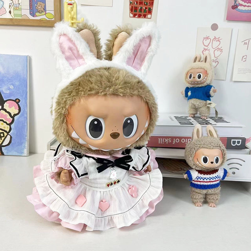 38cm labubu Baby Clothes Plush Doll Clothes for Rabbit Ears Alice Skirt ...