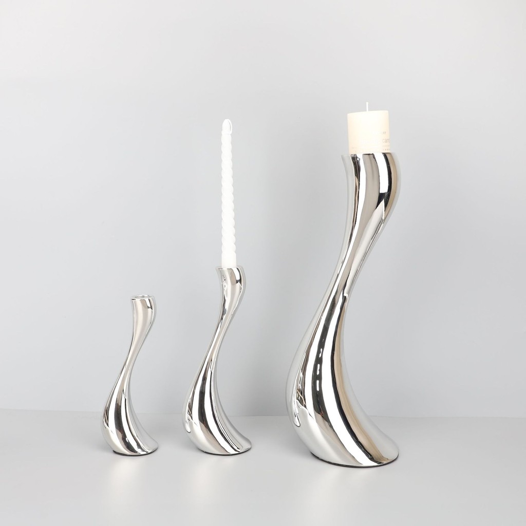 Warna perak penyaduran elektrik moden dan sederhana, pemegang lilin ...