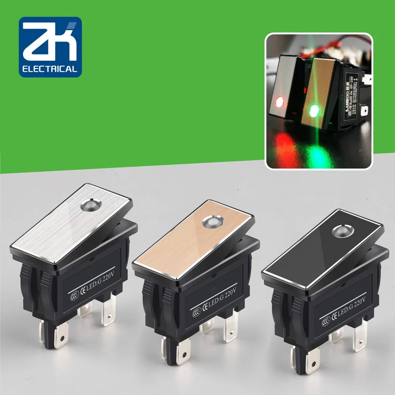 Metal panel rocker switch two-position self-locking with light ...